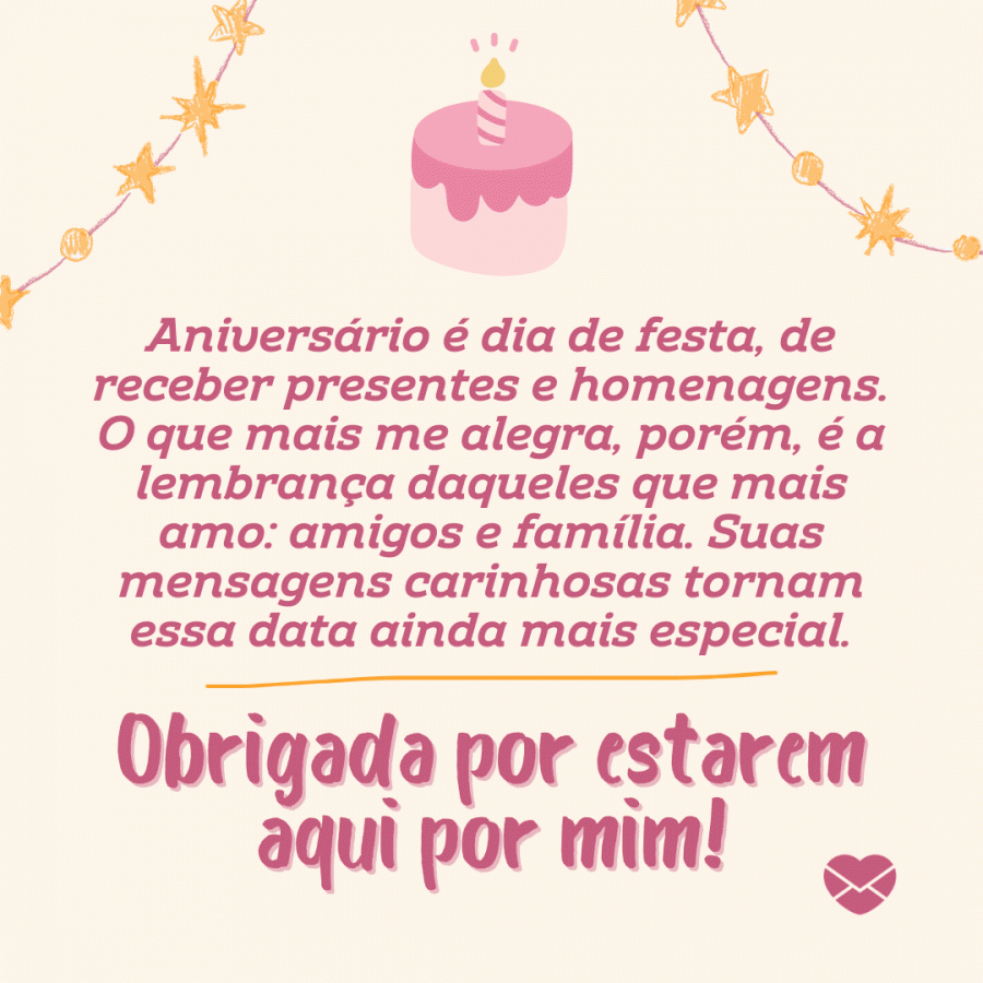 Mensagens de agradecimento pelos parabéns recebidos